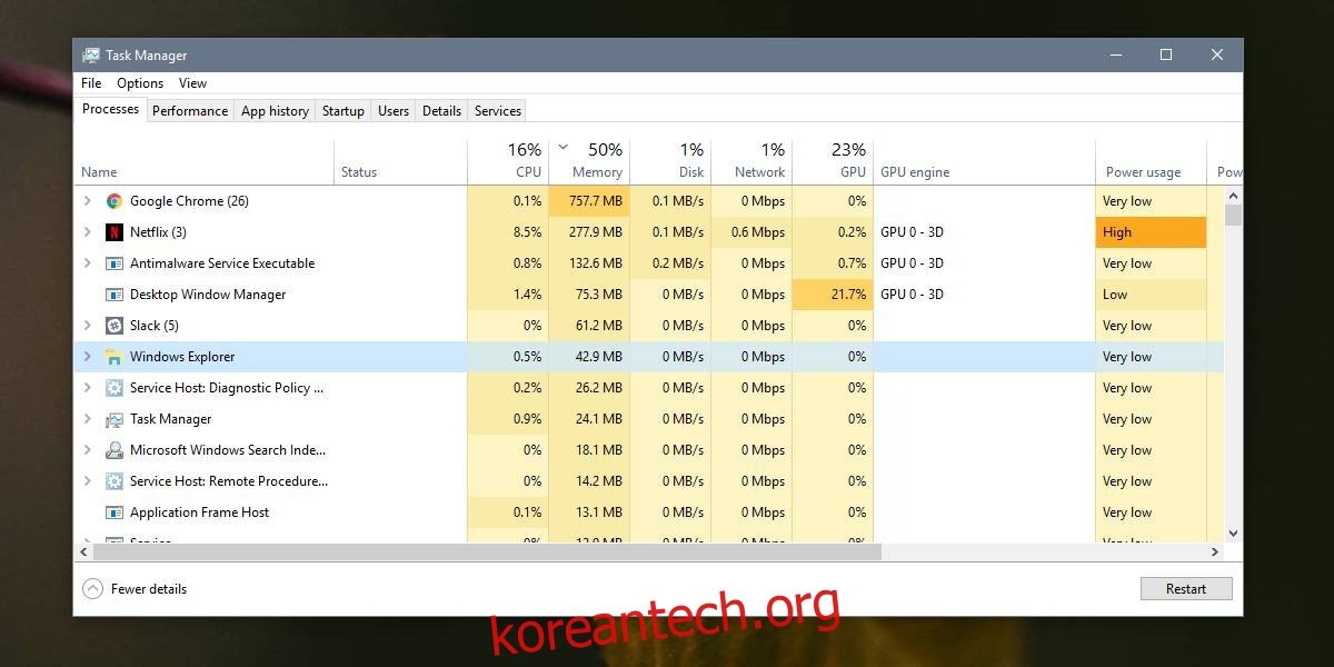 Windows 10에서 Explorer.exe를 다시 시작하는 방법